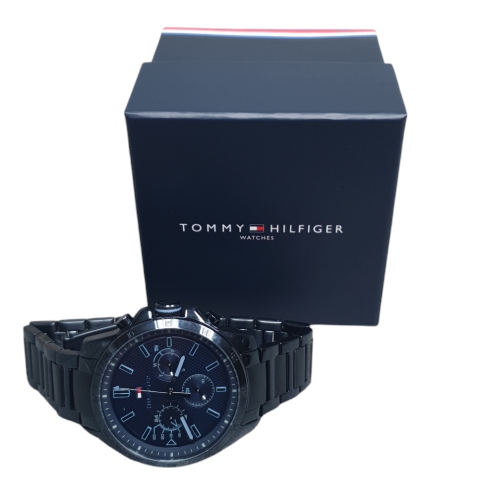 Pre-owned Tommy Hilfiger Decker Blue Dial Stainless Steel Quartz ...